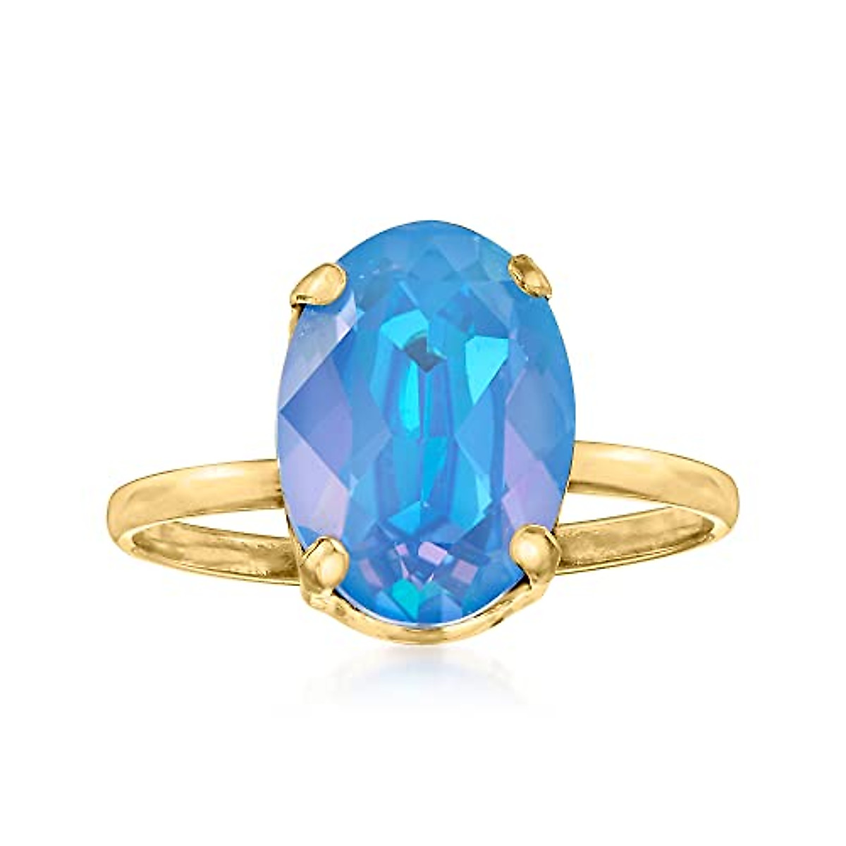 Ross-Simons Italian Blue Swarovski Crystal Ring in 18kt Gold Over Sterling. Size 6