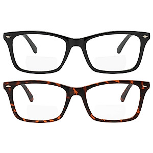 Yogo Vision Bifocal Reading Glasses 2 Pack Fashion Comfort Quality Bifocal Readers for Men and Women +2.25