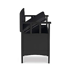 Linon Carlton Padded Bench, 44.5"W x 17"D x 30"H, Black