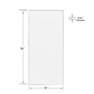 WISDOMFUR Rectangular Tempered Glass Shelf Panel Thick 3/16" Flat 5-PK 10" X 36" 5-PK