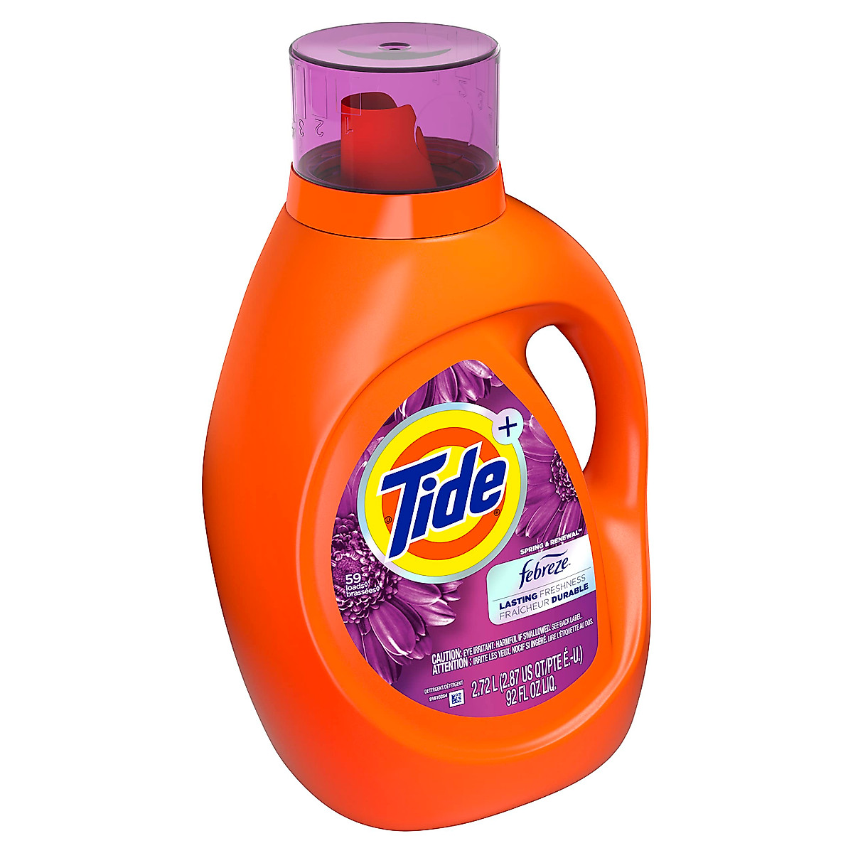 Tide Plus Febreze Freshness Spring & Renewal HE Turbo Clean Liquid Laundry Detergent, 92 fl oz, 59 Loads
