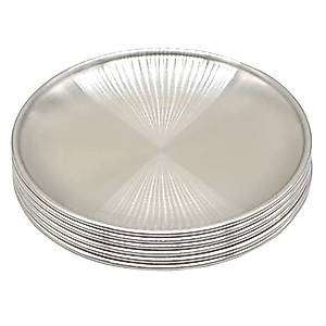 6 Pcs 5.5 Inch Circular Trinket Tray, Gold Stainless Steel, for Serving Trays Towel Storage Dish Plate Tea Fruit Trays Cosmetics Jewelry Plate Decorative Storage Tray (5.5 Inch, Silver)