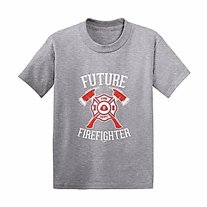 Haase Unlimited Future Firefighter - Firetruck Brave Infant/Toddler Cotton Jersey T-Shirt (Light Gray, 5T)