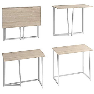 4NM 31.5" Folding Desk, Simple Assembly Computer Desk Study Writing Table for Small Space Offices/Home - Natural and White