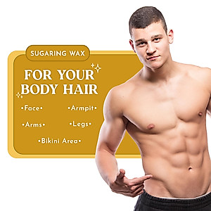 MOOM Organic Hair Removal Sugar Wax for Men with Aloe Vera & Chamomile – Soft Wax for Sensitive Skin & Men Hair - Perfect for Back, Chest, Eyebrow & Body - 12 oz Jar (Waxing Strips NOT Included)