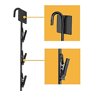 Pack of 4 – 12 Station Hanging Merchandise Strips with Hooks, 31” Metal Display Merchandise Strips for Retail Display with Label Header, Black