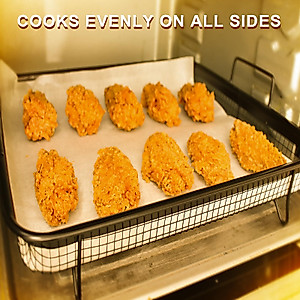 Air Fryer Basket for Oven,13”*11”*3.3" Crisping Basket Air Fry Crisper Basket Non-Stick Air Fryer Replacement Part Stainless Crisper Oven Tray for French Fry/Frozen Food