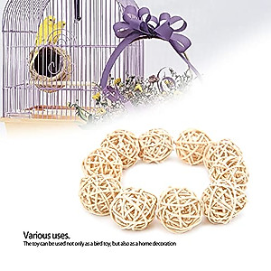 10Pcs Rattan Balls, Sepak Takraw Toy Natural Color Rattan Safe and Harmless Parrot Small Animal Chew Toy for Parrot