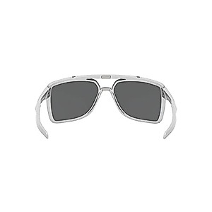 Oakley Men's OO9147 Castel Rectangular Sunglasses, X Silver/Prizm Black, 63 mm