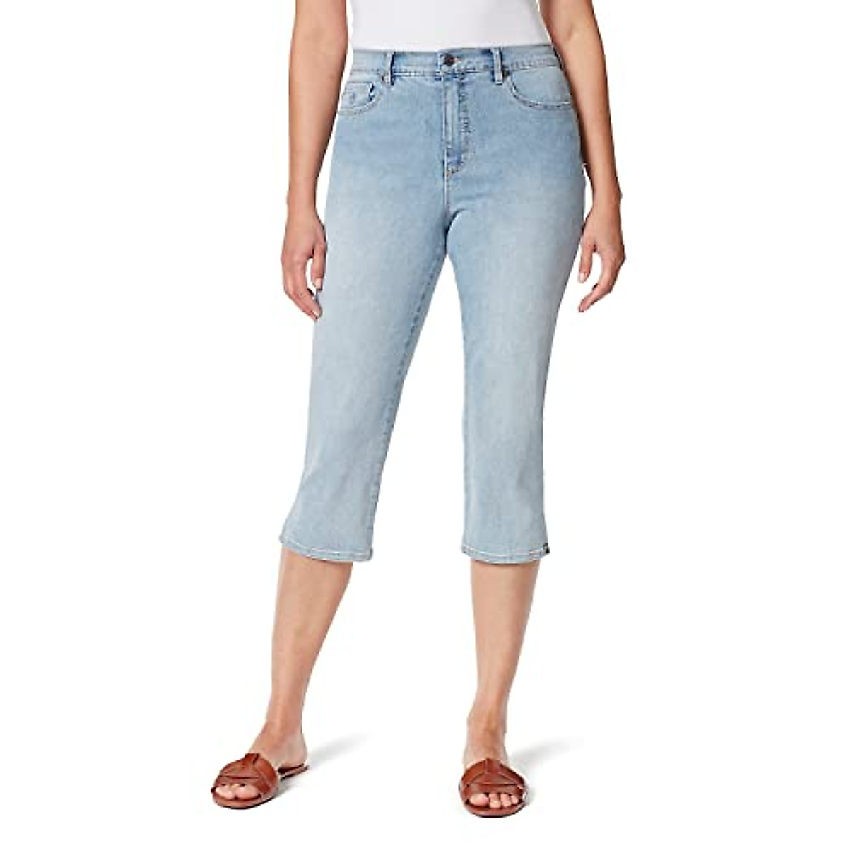 Gloria Vanderbilt Womens Amanda Capri Jeans, Denim Blue, 8 US