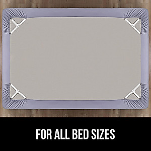 Gorilla Grip Breathable Mesh Large 24 Pocket Shoe Organizer and Nonslip Bed Sheet Straps 4 Pack, Holds Up To 40 Pounds Gray, Over Door, Sheet Straps in White, Easy Install, 2 Item Bundle