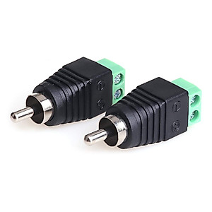 MOBOREST RCA Cable Audio Adapter, Phono RCA Male Plug to AV Screw Terminal Audio/Video Speaker Wire connectors Solderless Adapter(RCA Male-2pack)