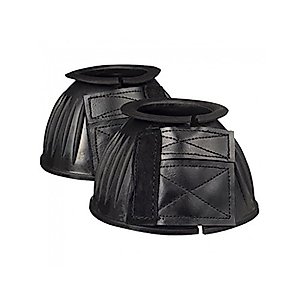 Aime Imports Basic Ribbed Rubber Velcro Bell Boots Black Lg