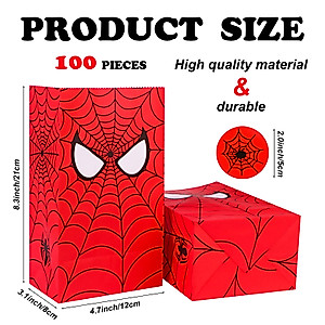 Asdasd 100 Pieces Spider Web Bags Hero Party Treat Bags Kraft Paper Goodie Bags Candy Bags with 104 Pieces Spider Web stickers fo Hero Custume Theme Birthday Party Decoration