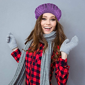 Nollia Soft Knit Solid Color Beanie, Chic, and Lightweight Crochet Knitted Style Beanie Hat for Women, One Size Slouchy Hat Lavender