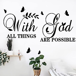 with God All Things are Possible Wall Stickers Inspirational Wall Decal Vinyl Wall Decals Motivational Office Decor Quote Wall Art Vinyl Wall Decal Living Bed Room School Words Saying