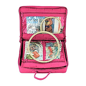 Yazzii Original Craft Organizer Tote Bag - Portable Storage Bag Organizer - Multipurpose Storage Organizer for Crafts, Cosmetics & Jewelry. Fuchsia