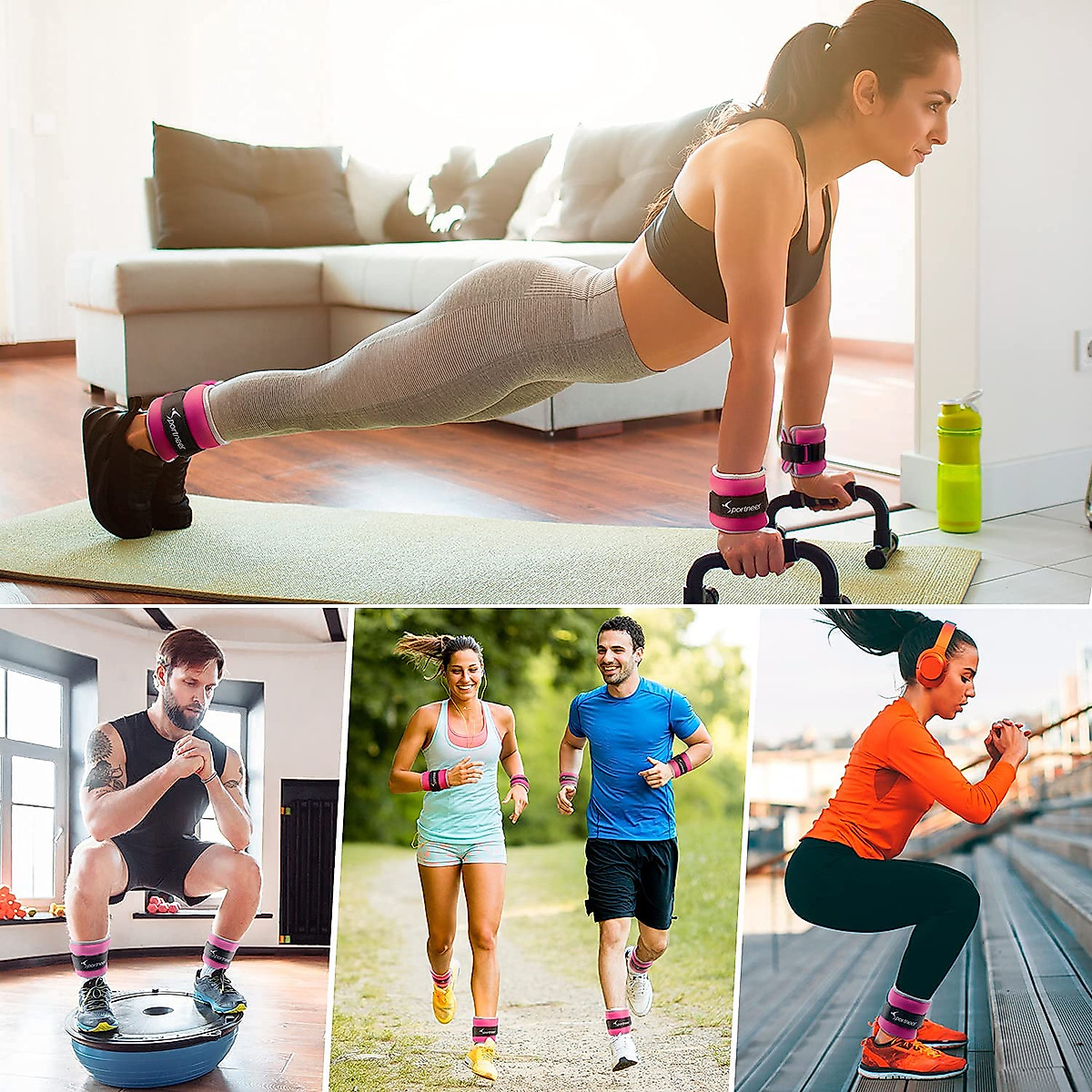 Sportneer Adjustable Ankle Weights+Handheld EVA Foam Roller Massage Stick