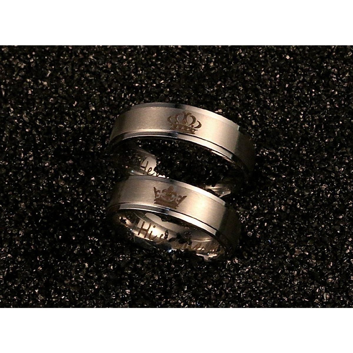 Her King/His Queen Ring Silver Stainless Steel Wedding Bands Engagement Promise Rings Anniversary Present (stainless-steel (her king), 7.5)
