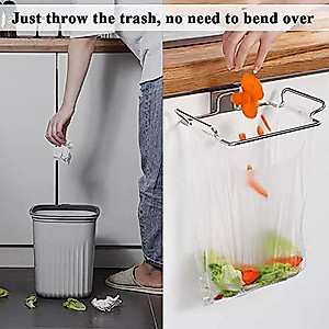 Oniapro Trash Bag Holder for Cabinet Doors & Cupboards, Large Stainless Steel Portable Hanging Garbage Bag Holder, Kitchen Trash Can for Under Sink Trash, Camping Accessories