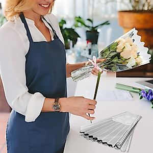 150 Pieces Flower Bouquet Bag Plastic Wrapping Bags Clear Floral Bouquet Sleeve with Strip and Lace Decor Disposable Cellophane Sleeves Transparent Flower Bouquet Packaging Bags for Wedding, Birthday