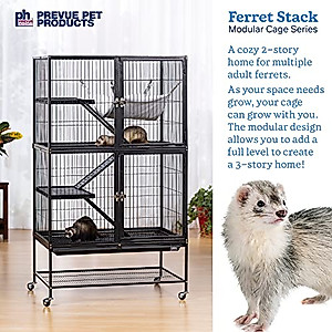 Prevue Pet Products Ferret Stack Two Story Ferret Home with Portable Stand, Escape Proof Lock, Hammock, Ramps, Expandable Add-On Cage Stacking System