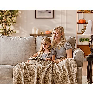 Chanasya Super Soft Leopard Print Acrylic Throw Blanket with Tassels - Lightweight Modern and Shabby Chic Woven Blanket for Bed, Sofa, Chair, Living Room, and Bedroom Decor (50x65 Inches) Beige