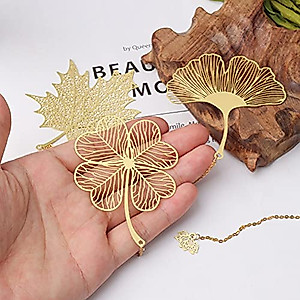 4 Pcs Metal Bookmarks with Chain, Golden Hollow Bookmark Graduation Gifts for Women, Men, Book Lovers, Writers, Readers