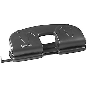 Rexel V412 4 Hole Punch, 12 Sheet Capacity, Adjustable Guide Bar, Metal, Black, 8309