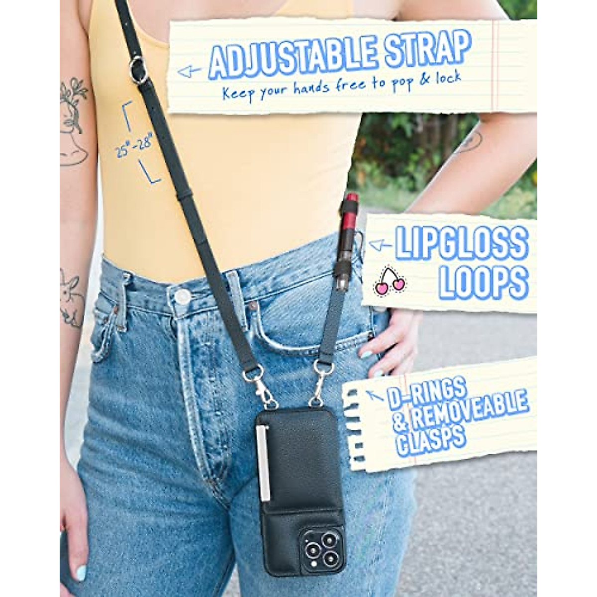 Smartish iPhone 13 Pro Max Crossbody Wallet Case for Women - Dancing Queen [Purse/Clutch with Detachable Strap & Wristlet] Protective Cover with Credit Card Holder - Stiletto Black-Silver