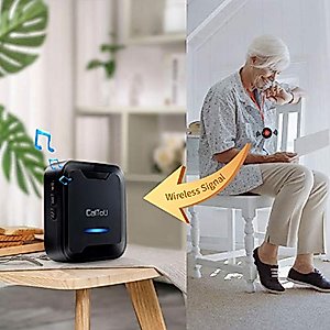 CallToU Caregiver Pager Wireless Call Button System 2 Transmitters 1 Plug-in Receiver 1 Battery Portable Receiver Nurse Calling Alert for Elderly Patient Disabled