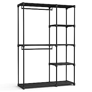SONGMICS Portable Closet, Freestanding Closet Organizer, Clothes Rack with Shelves, Hanging Rods, Storage Organizer, for Cloakroom, Bedroom, 48.8 x 16.9 x 71.7 Inches, Black URYG026B02