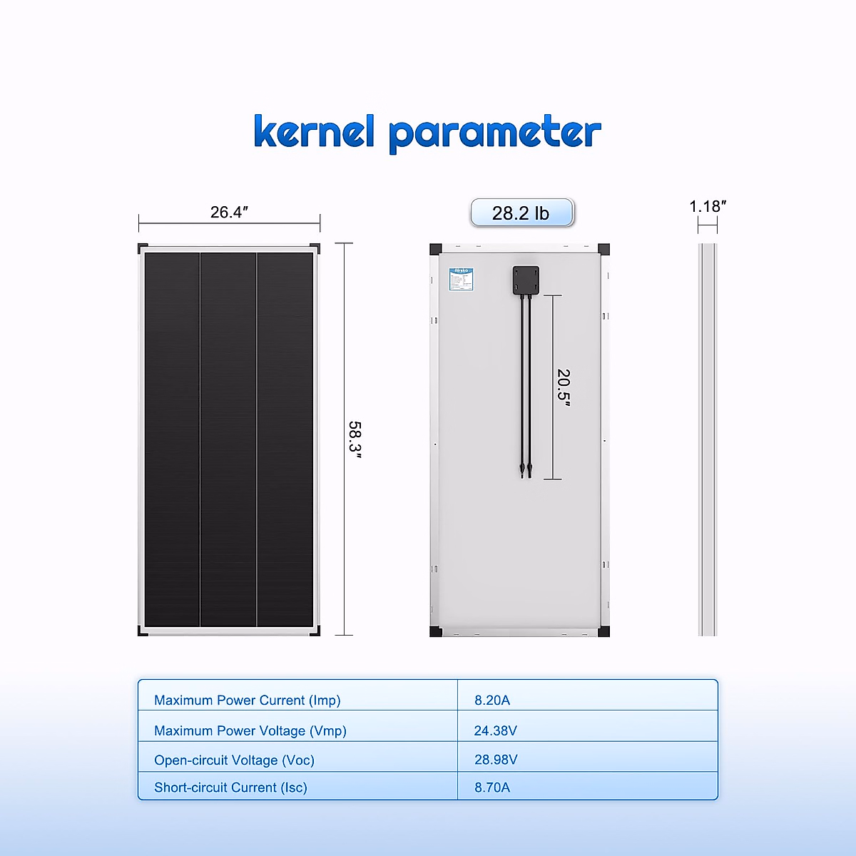 Alrska 200 watt Solar Panel,High Efficiency Black PV Module Power 200W Mono RV Solar Panel for 12/24 Volt System,RV Marine Boat Cabin and Other Off Grid System (1 Pack)