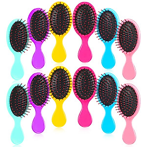 Honeydak 12 Pieces Mini Detangling Brush - Travel-Friendly Soft Bristles for Tangle-Free Hair, Kids & Most Hair Types (Cute Colors)