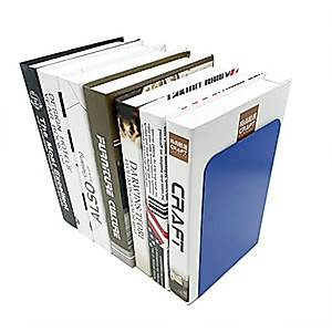 JIARI 2 Pair Book Ends, Bookends, Book Ends for Shelves, Book Shelf Holder, Metal Bookends, Book Organizer for Home Office Library (2 Pair Blue)