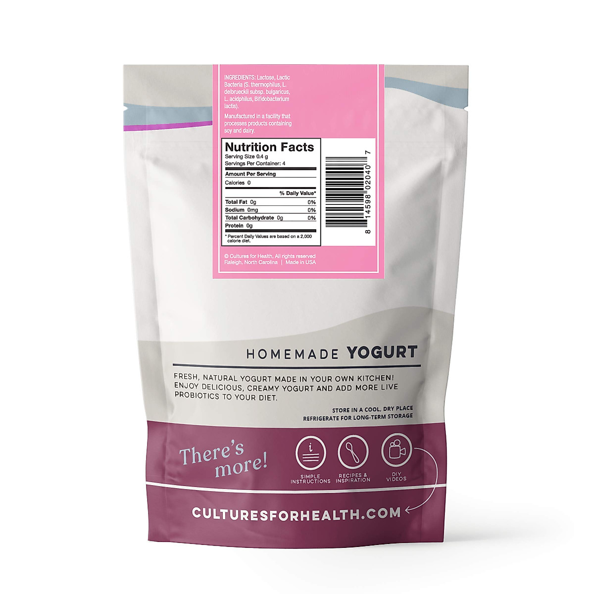 Cultures for Health Traditional Yogurt Starter Culture | 4 Packets Direct-Set Thermophilic Starter | Make Up To 12 Cups Thick, Tangy Probiotic Yogurt | Powdered Live Active Cultures for Yogurt Making