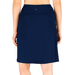 Yogipace Tall Women's 20" Modest Knee Length UV Protection Skirt Athletic Golf Tennis Skort Built in Shorts Navy Blue Size XXL