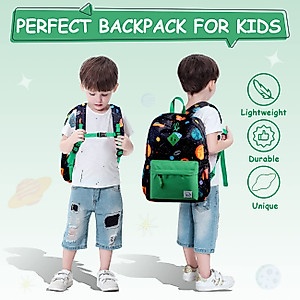 VASCHY Backpack for Boys, Kids Water Resistant Lightweight Backpack for Toddlers Daycare Preschool Space Green