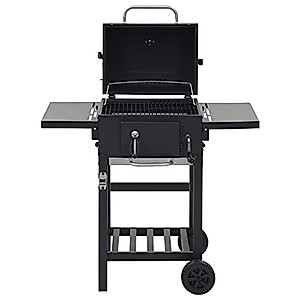 VRAXO Charcoal-Fueled BBQ Grill with Bottom Shelf Black,Outdoor Grills-37.84lbs