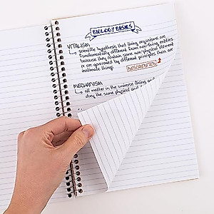 Five Star Small Spiral Notebooks, 6 Pack, 2 Subject, College Ruled Paper, 9-1/2" x 6", 100 Sheets, Amethyst Purple, Sedona Orange, Seaglass Green, Tidewater Blue, Gray, Black (73711)