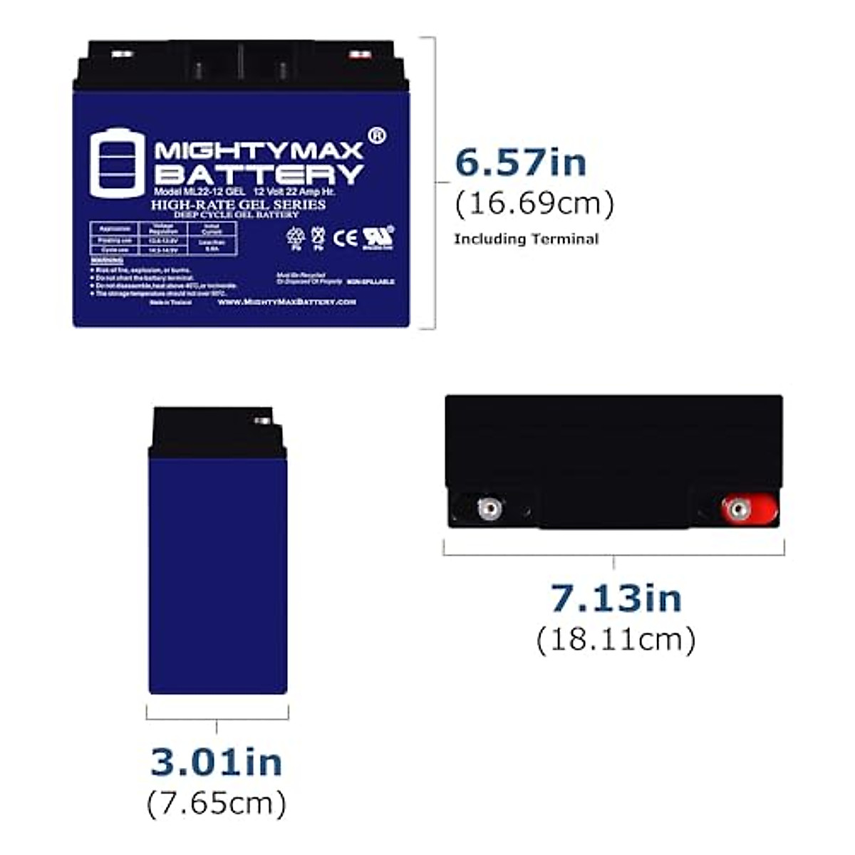 Mighty Max Battery 12V 22AH GEL Battery Replacement for B HR22-12, HR2212