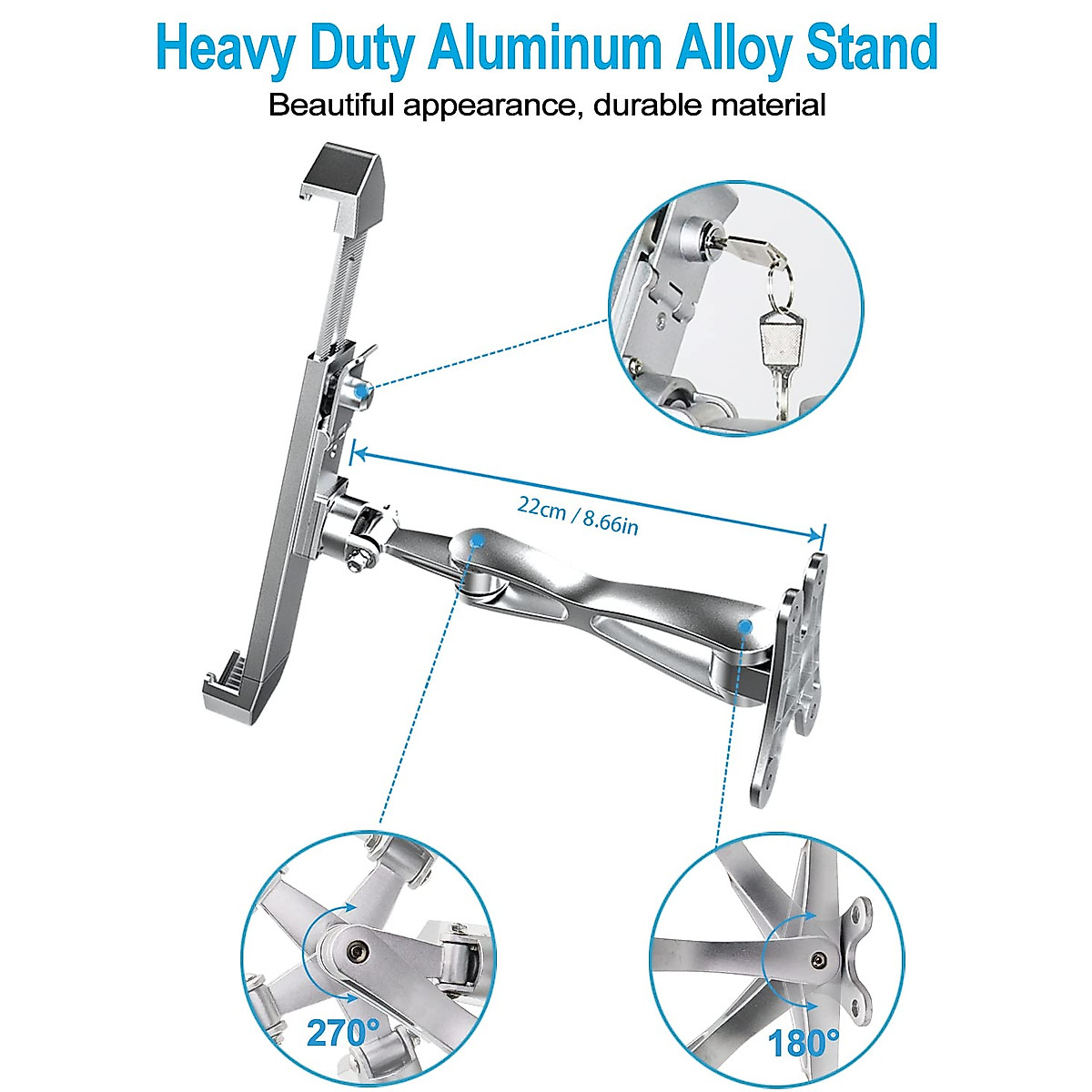 woleyi Anti-Theft Tablet Wall Holder Stand for 9"-14" Tablet, Security Heavy Duty Articulating in-Wall Tablets Mount with Lock and Key, Compatible with iPad Pro 13/Air, Surface Pro/Go, Galaxy Tabs