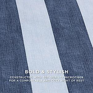 Juicy Couture Denim Stripe Twin/Twin XL Duvet Cover Set - 2-Piece Machine Washable Reversible Blue Bedding Duvet Cover and Sham Set