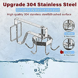 BDS-DELWINS Wall Mounted 360 Degree Rotating Hook,Self Adhesive 360 Degree Wall Hook,304 Stainless Steel Waterproof Hooks Heavy Duty,Utensil Hanger Hook for Bathroom,Utility Hook with 6 Hooks(Silver)