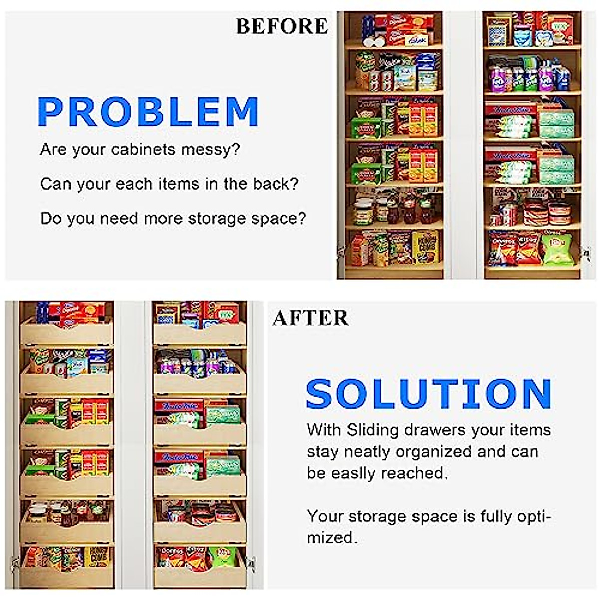 ALINE FURNITURE Pull Out Cabinet Organizer, Pull Out Cabinet Drawer, Slide Out Cabinet Organizer, Cabinet Organizers and Storage, Cabinet Pull Out Drawers for Kitchen (23''W x 21''D)