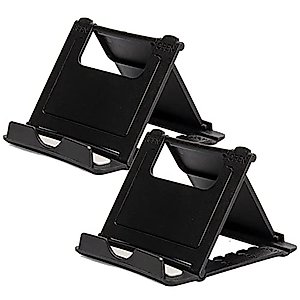 JUSDIQIR Cell Phone Stand for Desk Mobile Phone Holder Desktop Stand Foldable Phone Dock, Multi-Angle Universal Adjustable Tablet Stand Holder Compatible with Cell Phone Tablet for Desk (Black)
