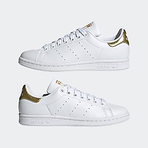adidas Originals Women's Stan Smith (End Plastic Waste) Sneaker, White/White/Gold Metallic, 6