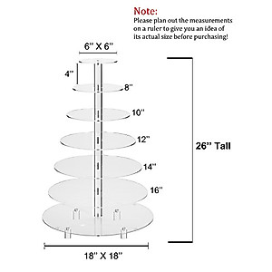 Jusalpha® Large 7 Tier Acrylic Round Wedding Cake Stand Dessert Stand Pastry Serving Platter-Food Display Stand for Large Event (Large with Rod Feet Base) (7RF)