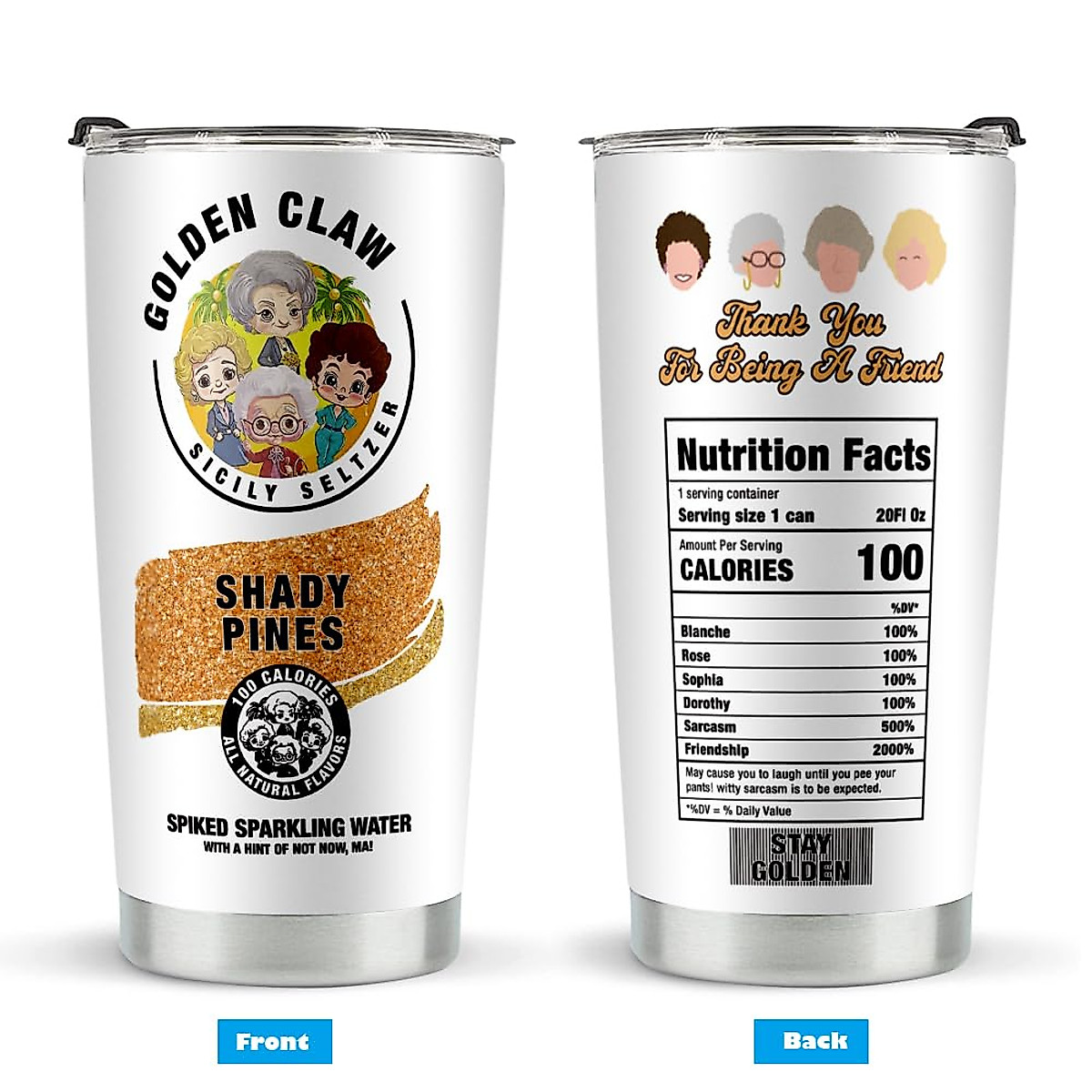 LONGXIN Gifts for Friends Golden Claw Tumbler Golden Movie Tumbler Friends Gifts for Women Birthday Anniversary Christmas Gifts for Women Best Friend Bestie Stainless Steel Tumblers 20oz