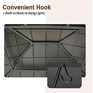 10' x 12' Hardtop Gazebo Solid Cedar Wood Gazebo with Galvanized Steel Double Roof, Outdoor Permanent Gazebo with Curtains and Netting for Patio Backyard Deck Lawn